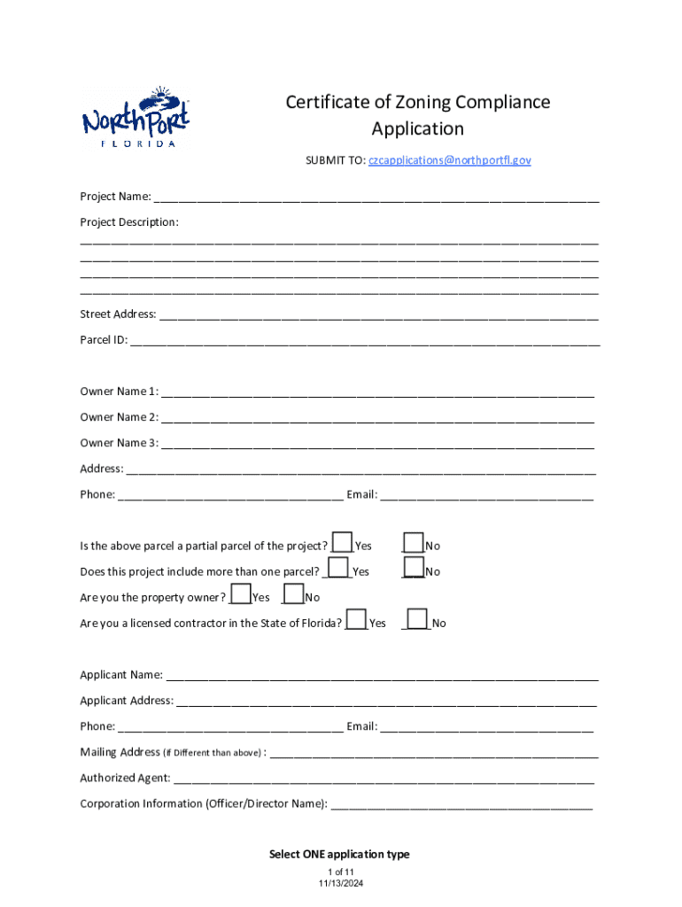 Fillable Online Certificate of Zoning Compliance Fax Email Print ...