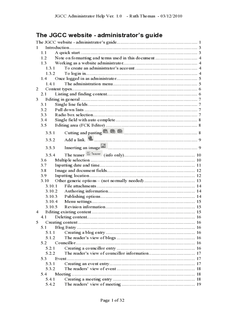 Fillable Online JGCC Administrator Help Ver Fax Email Print - pdfFiller