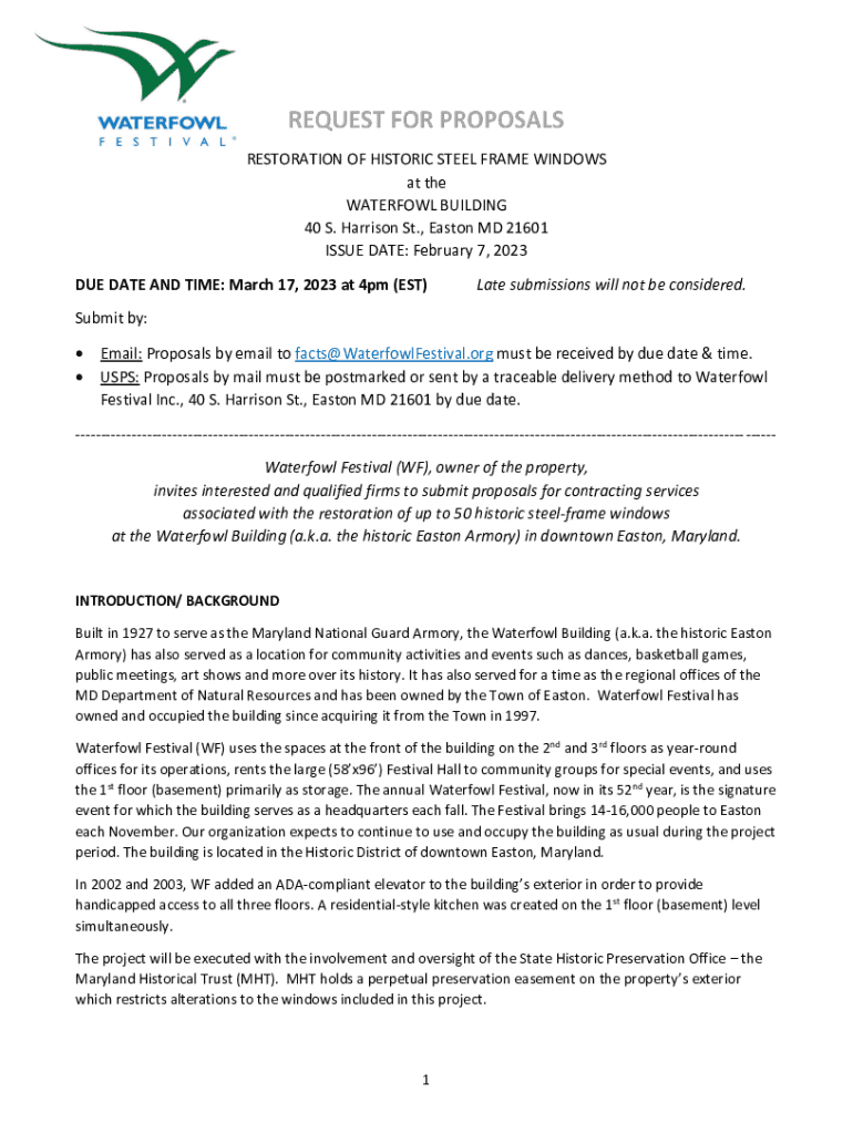 Fillable Online Request for Proposals for Restoration of Historic Steel Frame Windows at the ...