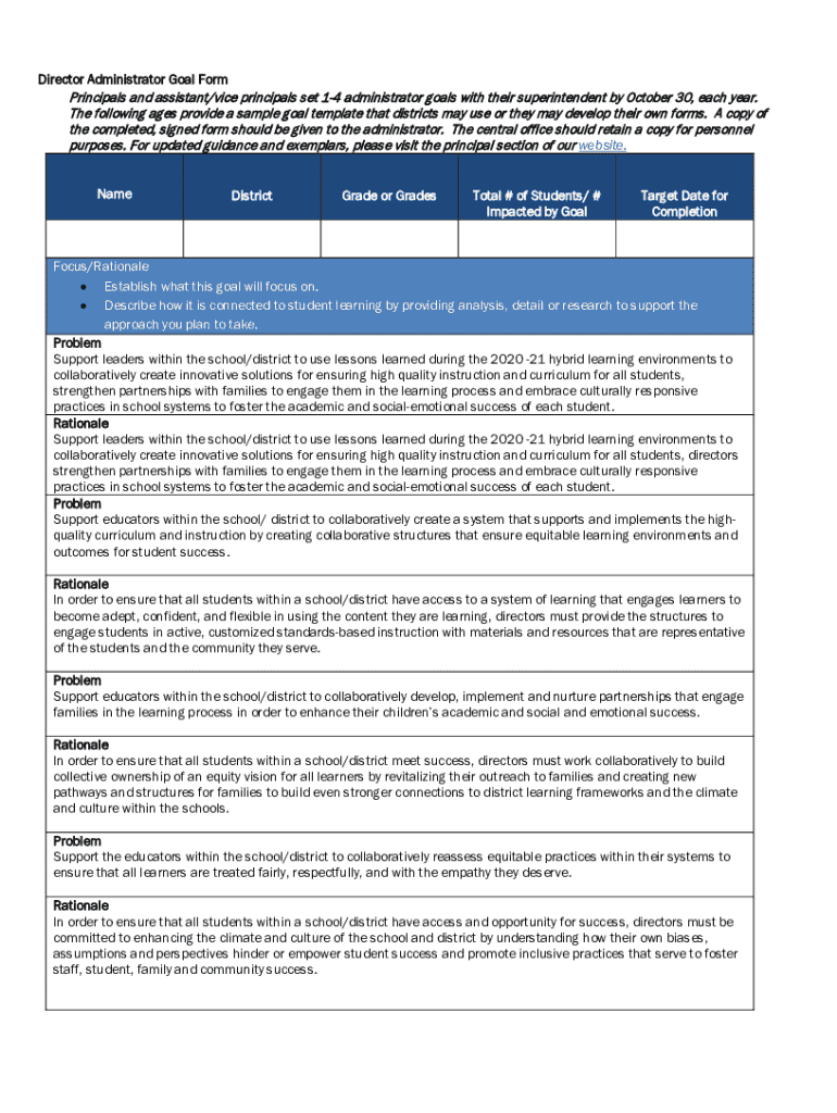 Fillable Online Administrator Goal Setting and Evaluation Fax Email ...
