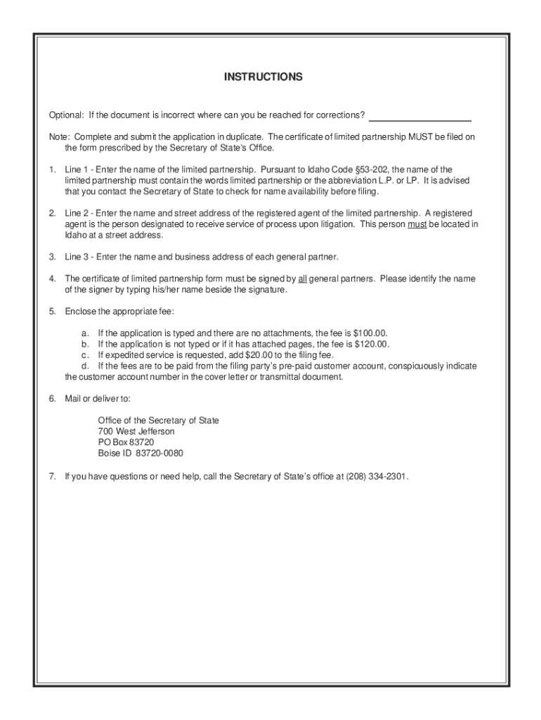 Fillable Online cert of limited partnership.p65 - e-Form RS Login Fax ...