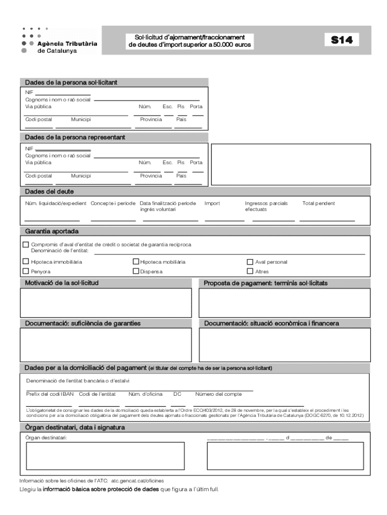 ES ATC S14 Catalan Form - Fill Online, Printable, Fillable, Blank - pdfFiller