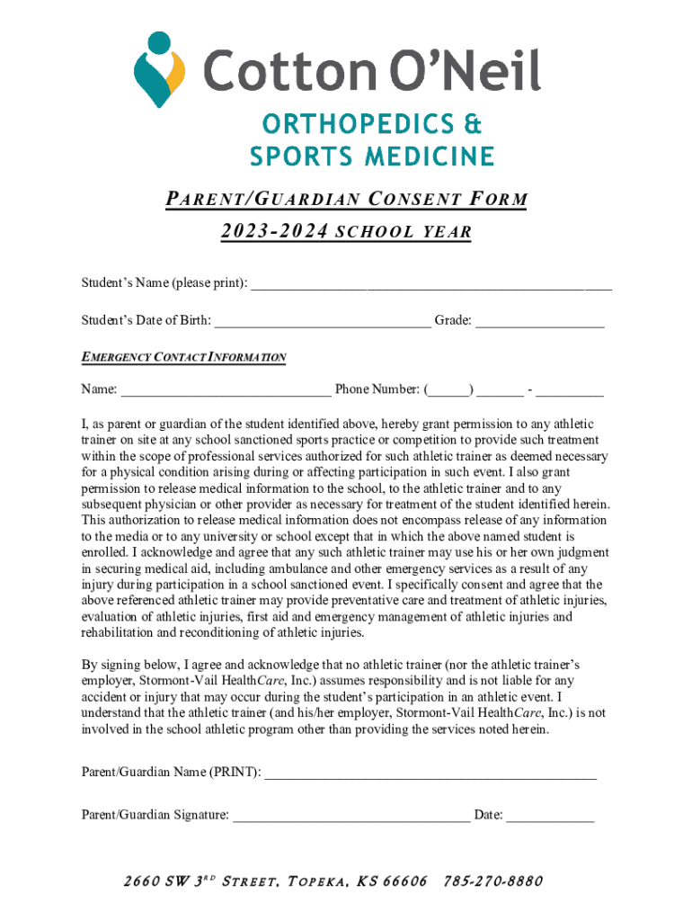 Fillable Online PARENT/GUARDIAN CONSENT FORM 2023-2024 SCHOOL YEAR Fax Email Print - pdfFiller
