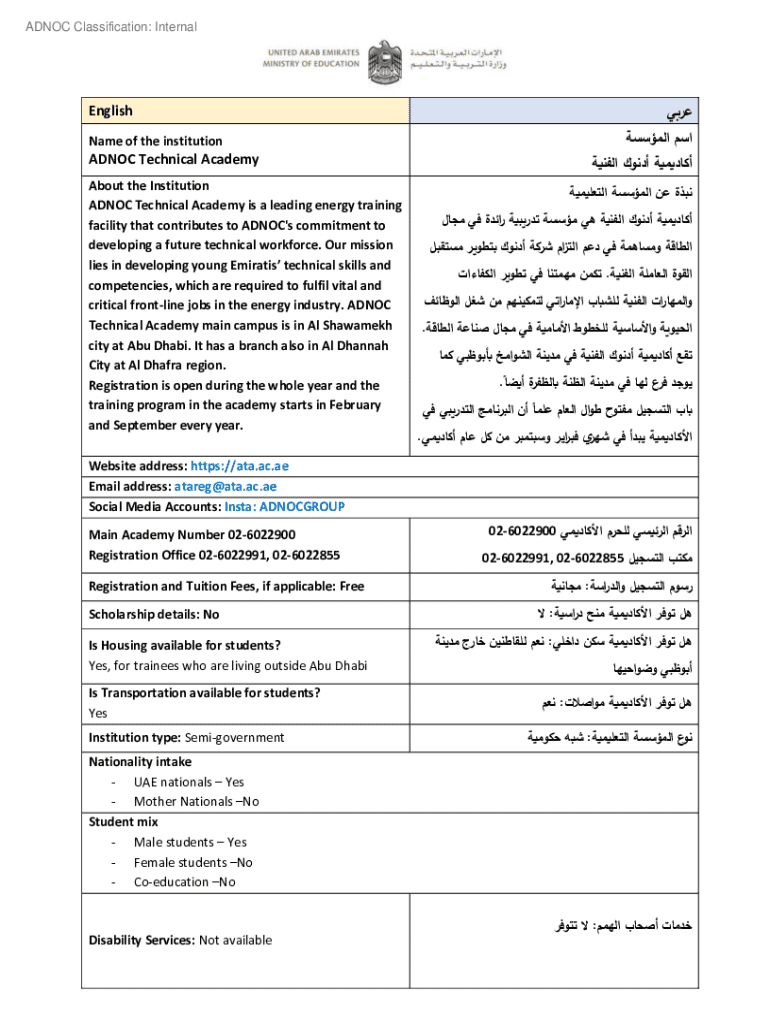 Fillable Online ADNOC Classification: Internal Fax Email Print - pdfFiller