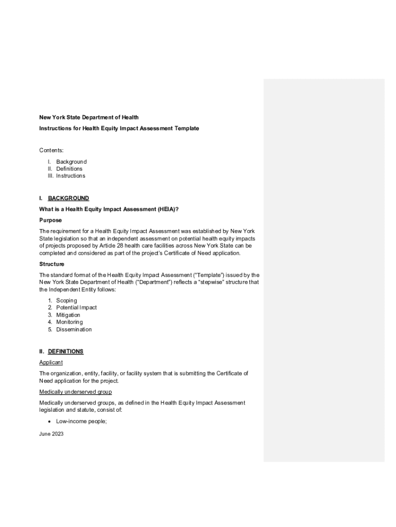 Fillable Online Instructions for Health Equity Impact Assessment ...