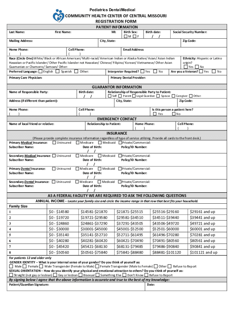 Fillable Online Community Health Center of Central Missouri ...