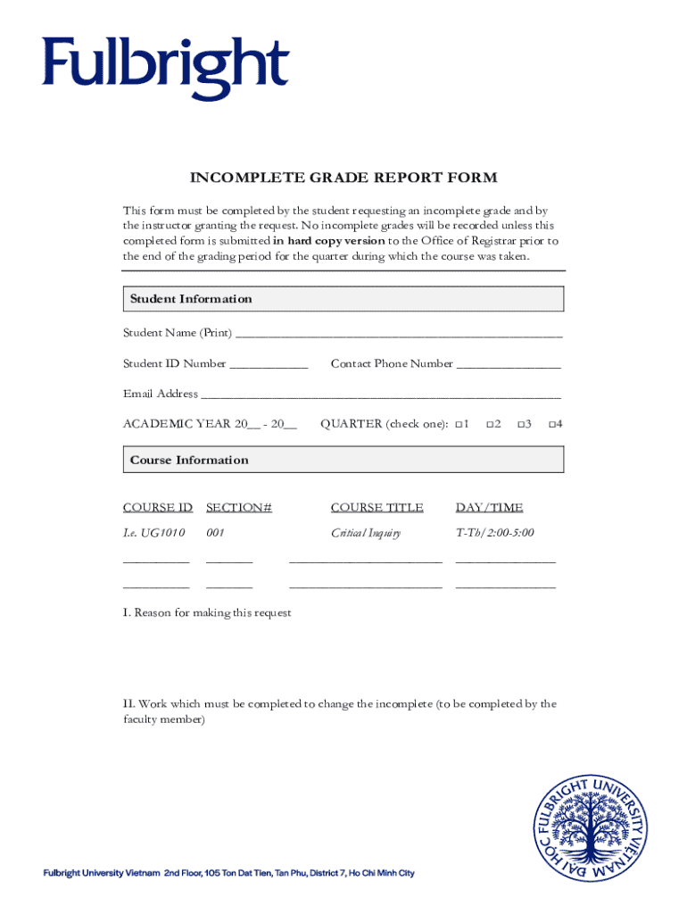 Fillable Online Incomplete GradesPoliciesPolicy and Form Library Fax Email Print - pdfFiller