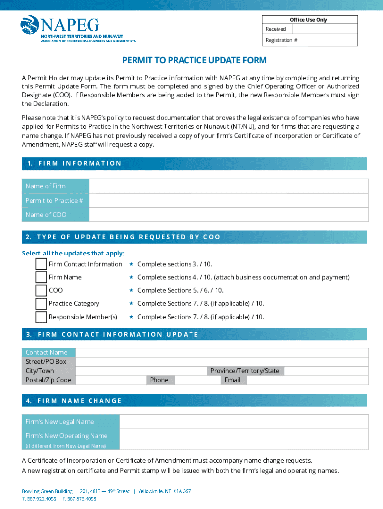 Fillable Online Permit to Practice Update Fax Email Print - pdfFiller