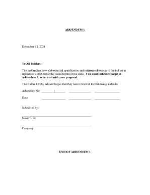 Fillable Online Addendum to Technical Specifications and Drawings for ...