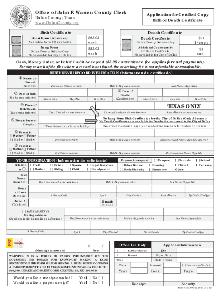 Fillable Online Application for Certified Copy Fax Email Print - pdfFiller