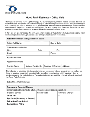 Fillable Online Good Faith Estimate for Uninsured or Self-pay Patients ...