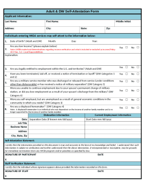 Adult & DW Self-Attestation Doc Template | pdfFiller