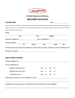 Fillable Online Employment Application Form Fax Email Print - pdfFiller