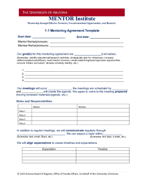 Fillable Online 1:1 Mentoring Agreement Fax Email Print - pdfFiller