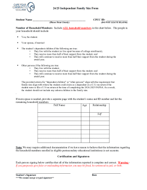 Fillable Online 24/25 Independent Family Size Form Fax Email Print ...