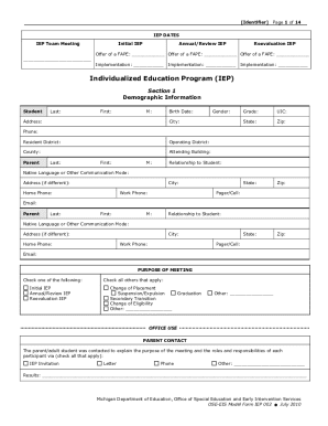 Fillable Online Individualized Education Program (iep) Fax Email Print ...