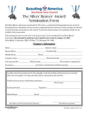 Fillable Online the Silver Beaver Award Nomination Fax Email Print ...