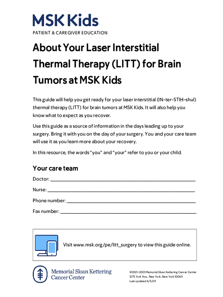 Fillable Online About Your Laser Interstitial Thermal Therapy (LITT ...