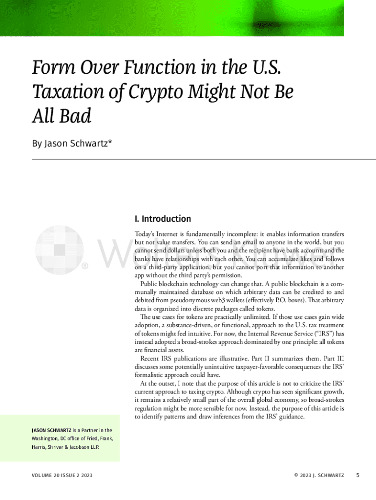 Fillable Online Form Over Function in the U.S. Taxation of Crypto Might ...