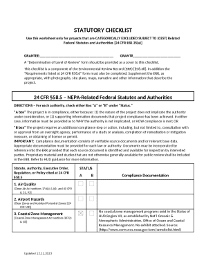 2-5 Statutory Checklist Environmental Review for Activity ...