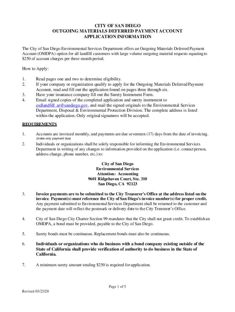Fillable Online Application for Outgoing Materials Deferred Payment ...