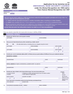 Fillable Online Application for (or Variation to) an Individual Nsw ...