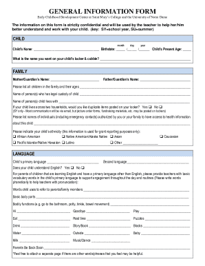 Fillable Online Early Childhood Development Center Information Form Fax ...