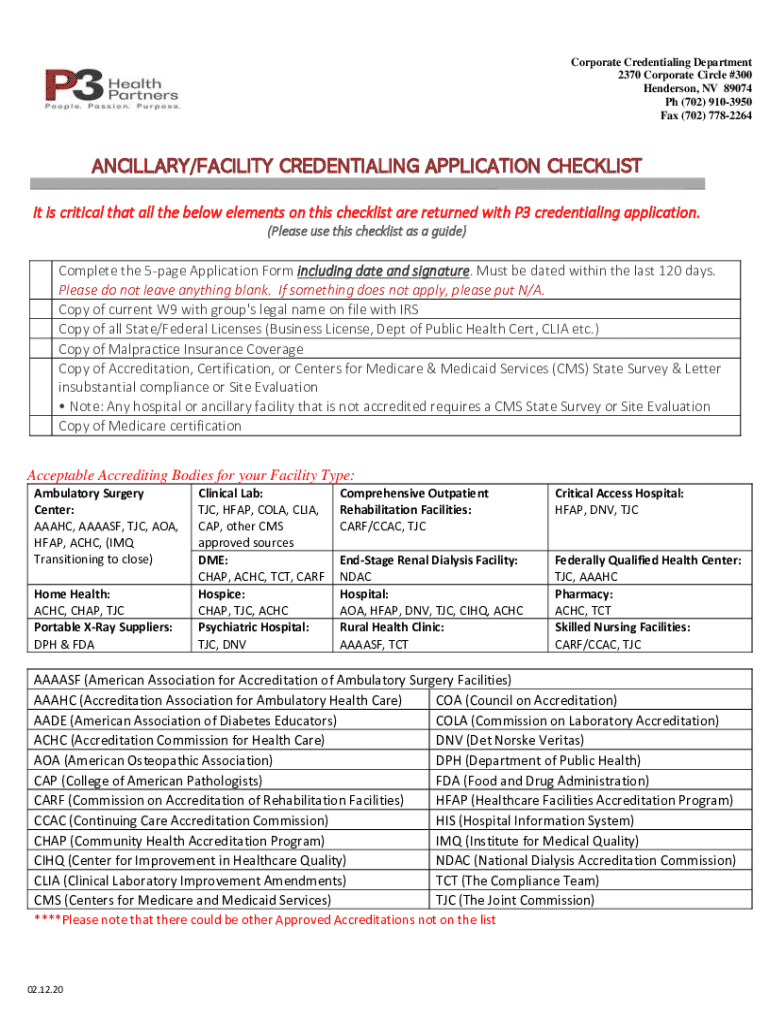 Fillable Online Facility Credentialing Application Fax Email Print - pdfFiller