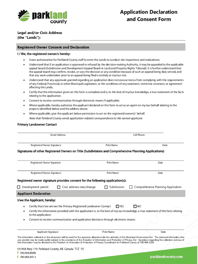 Fillable Online Application Declaration and Consent Form Fax Email ...