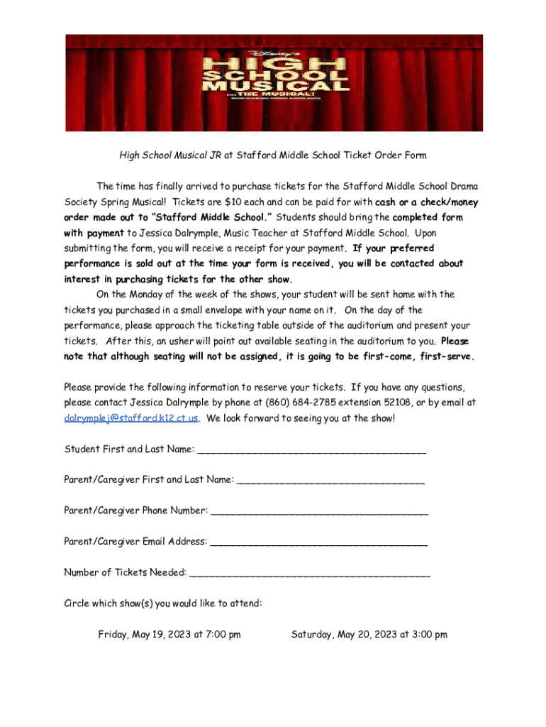 Fillable Online HSM Performance Flyer/Ticket Order Form Fax Email Print ...