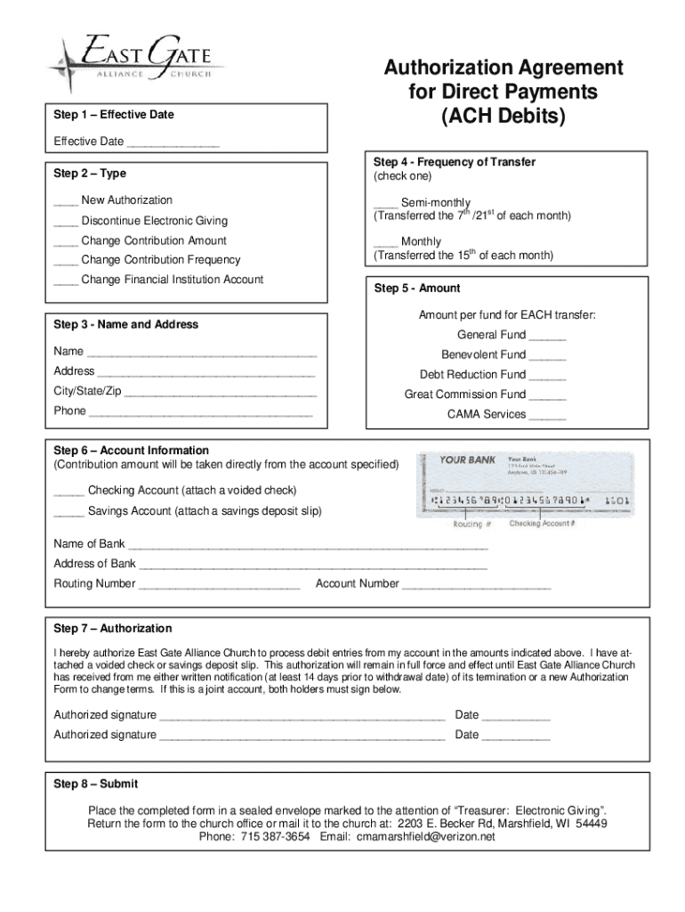 Fillable Online Authorization Agreement for Direct Payments Fax Email Print - pdfFiller