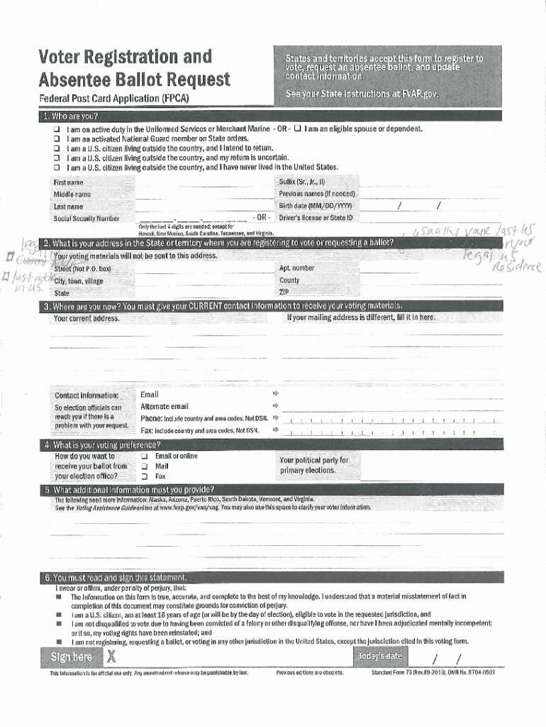 Fillable Online Voter Registration and Absentee Ballot Request Fax ...