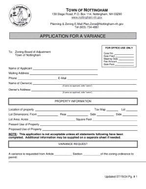 Fillable Online Variance Application Form Fax Email Print - pdfFiller
