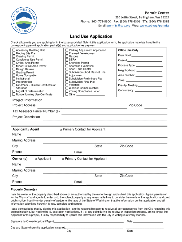 Fillable Online Land Use Application - Permit Center Fax Email Print - pdfFiller
