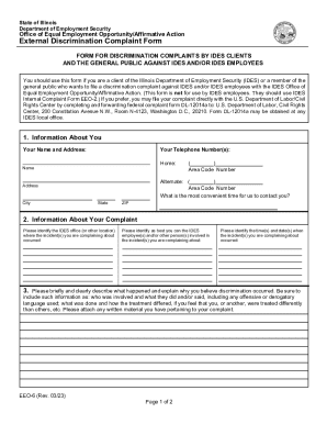 Fillable Online External Discrimination Complaint Form for Ides Clients ...