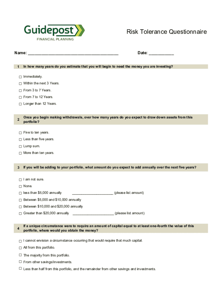 Fillable Online Risk Tolerance Assessment Fax Email Print - pdfFiller