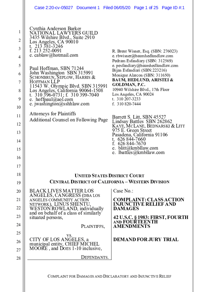 Fillable Online Complaint for Damages and Declaratory and Injunctive Relief Fax Email Print ...