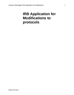 IRB Application for Modifications to protocols Doc Template | pdfFiller