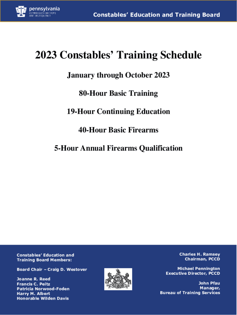 Fillable Online Overview of PCCD\'s Constables\' Education and Training ... Fax Email Print ...