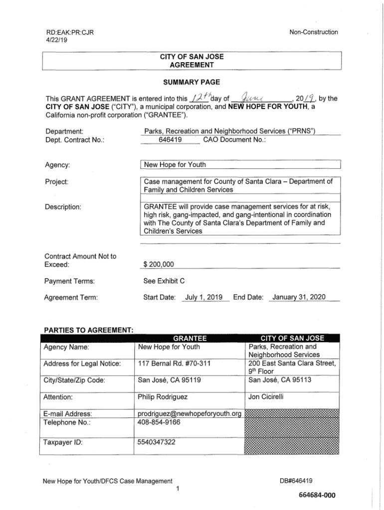 Fillable Online SCO ID: STANDARD AGREEMENT Page 1 of 2 667658-000 Fax ...