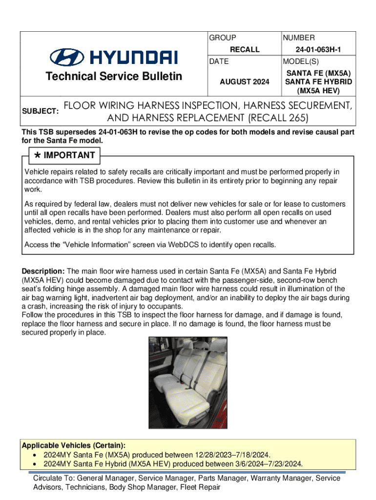 Fillable Online FLOOR WIRING HARNESS INSPECTION, HARNESS ... Fax Email ...