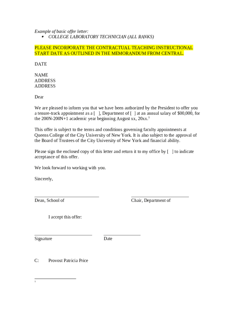 Offer Letter Doc Template | pdfFiller