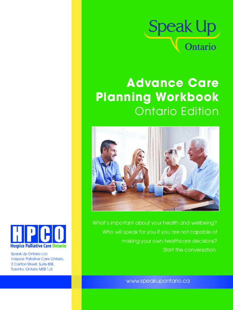 Fillable Online Advance Care Planning Workbook: Ontario Edition Fax ...