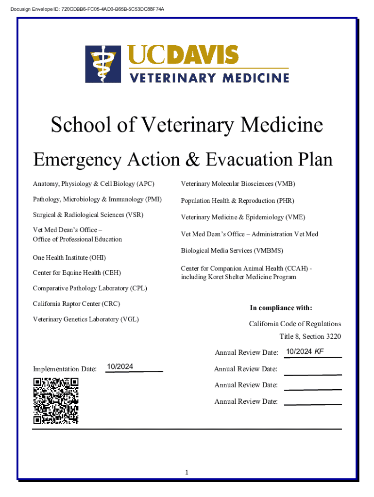 Fillable Online School of Veterinary Medicine Emergency Action ...