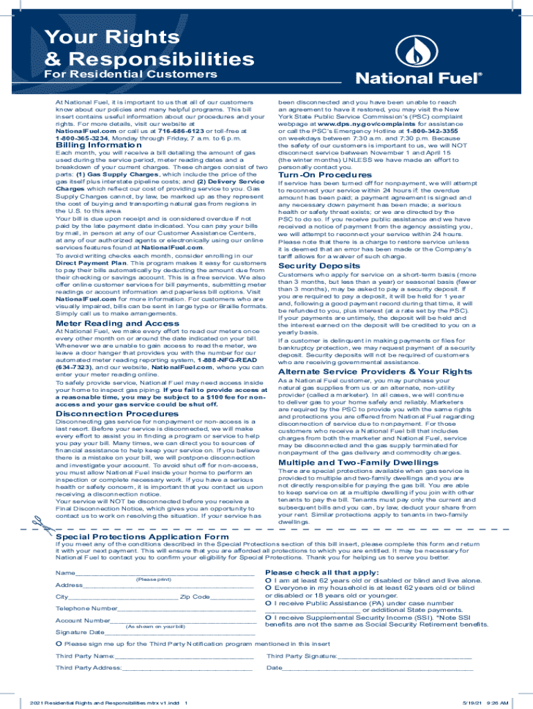 Fillable Online Rights and Responsibilities as a Natural Gas Customer ...