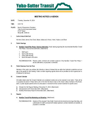 Fillable Online Yuba-sutter Transit Authority Regular Board Meeting Fax ...