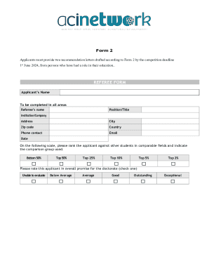 Fillable Online Referee Recommendation Form Fax Email Print - pdfFiller
