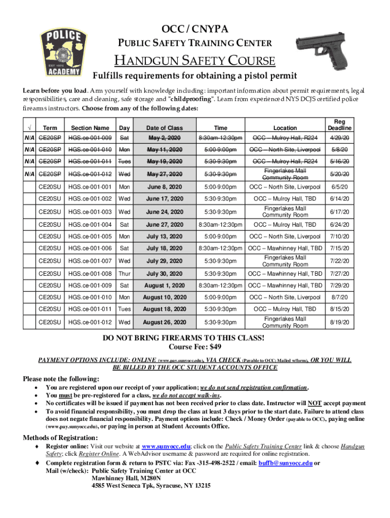 Fillable Online Handgun Safety Course at Occ Fax Email Print - pdfFiller