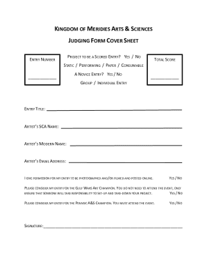 Fillable Online Meridies Arts & Sciences Judging Form Fax Email Print - pdfFiller