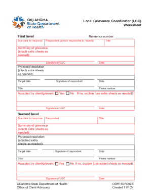 Fillable Online Local Grievance Coordinator (lgc) Worksheet Fax Email ...